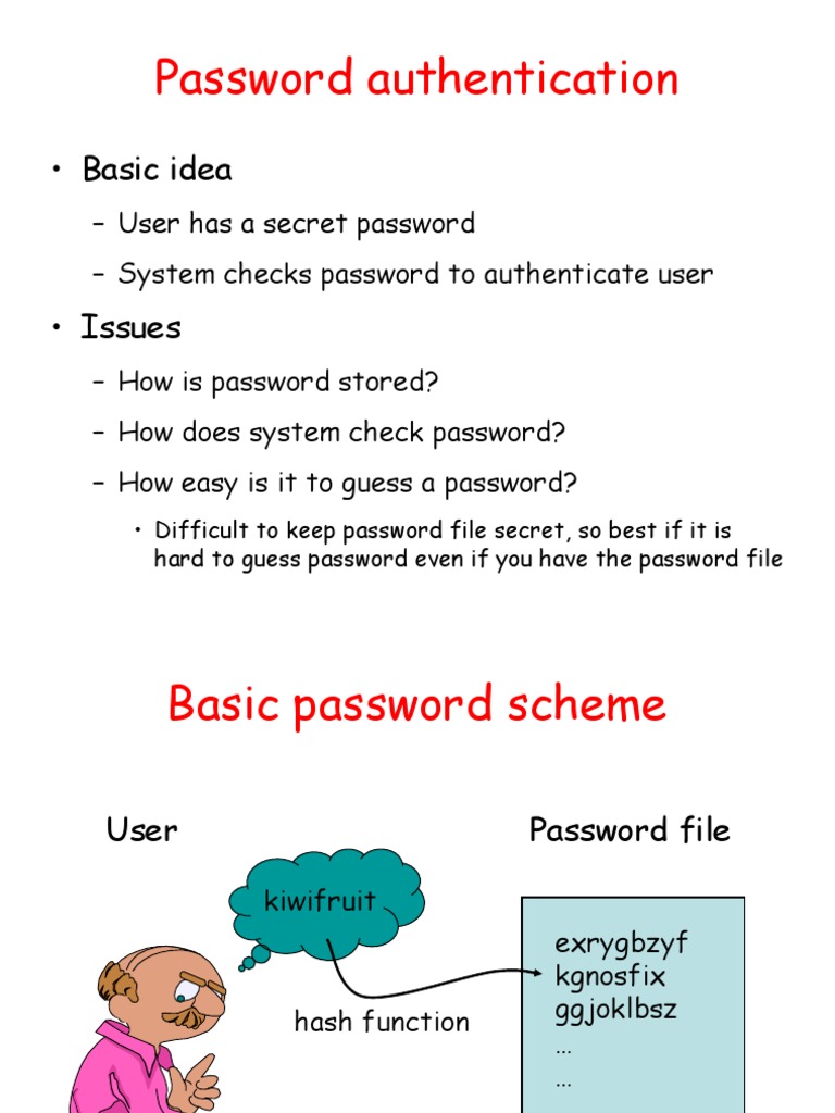Password Authentication: - Basic Idea | PDF | Password | Espionage ...