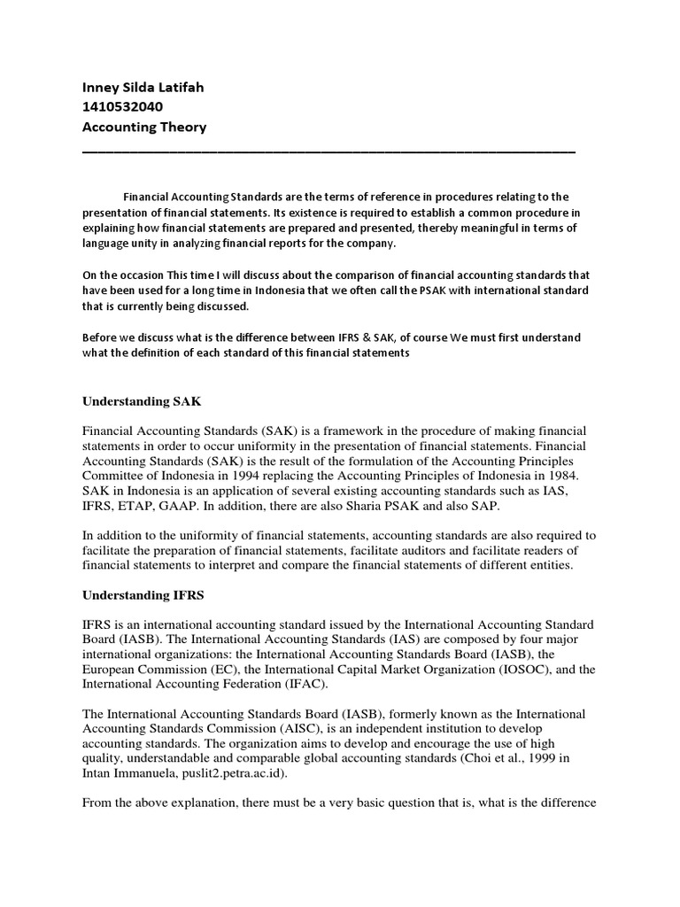 Differences Between PSAK and IFRS | PDF | International Financial ...