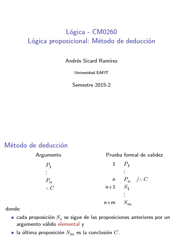 Método de Deducción en Lógica Proposicional | PDF | Validez | Lógica