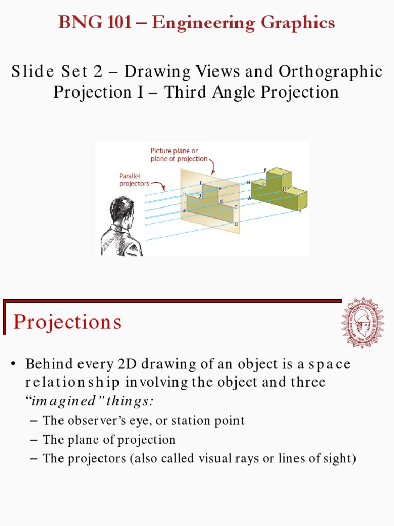 Slide Set 2 - Orthographic Projection - Third Angle Projection | PDF ...