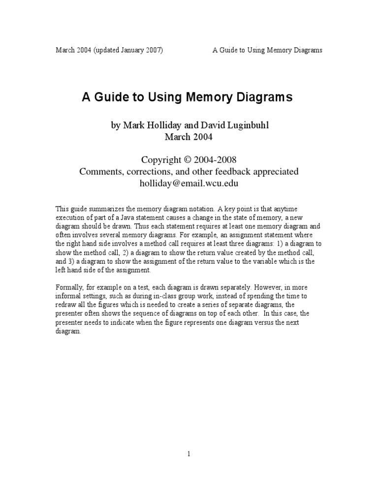 Memory Diagram Guide | PDF | Array Data Structure | Parameter (Computer ...