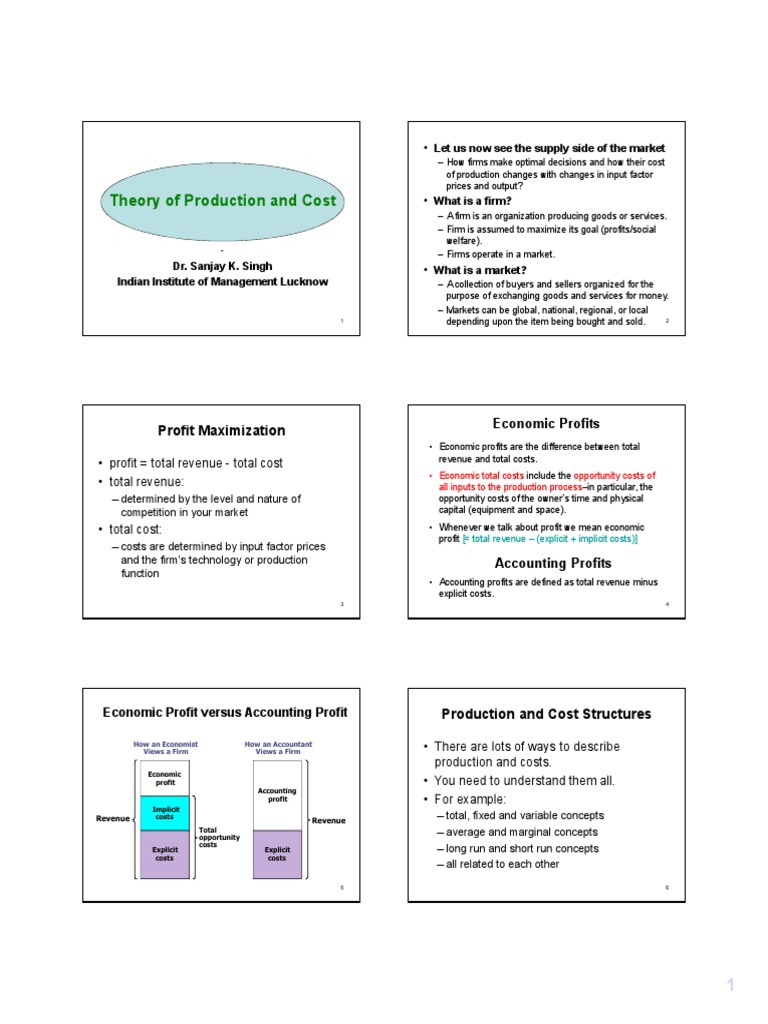 Production and Cost Theory Guide | PDF | Profit (Economics ...