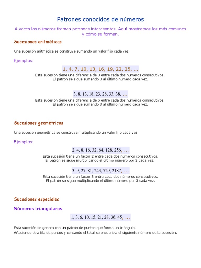 Patrones Numericos | PDF | Matemáticas recreativas | Objetos matemáticos