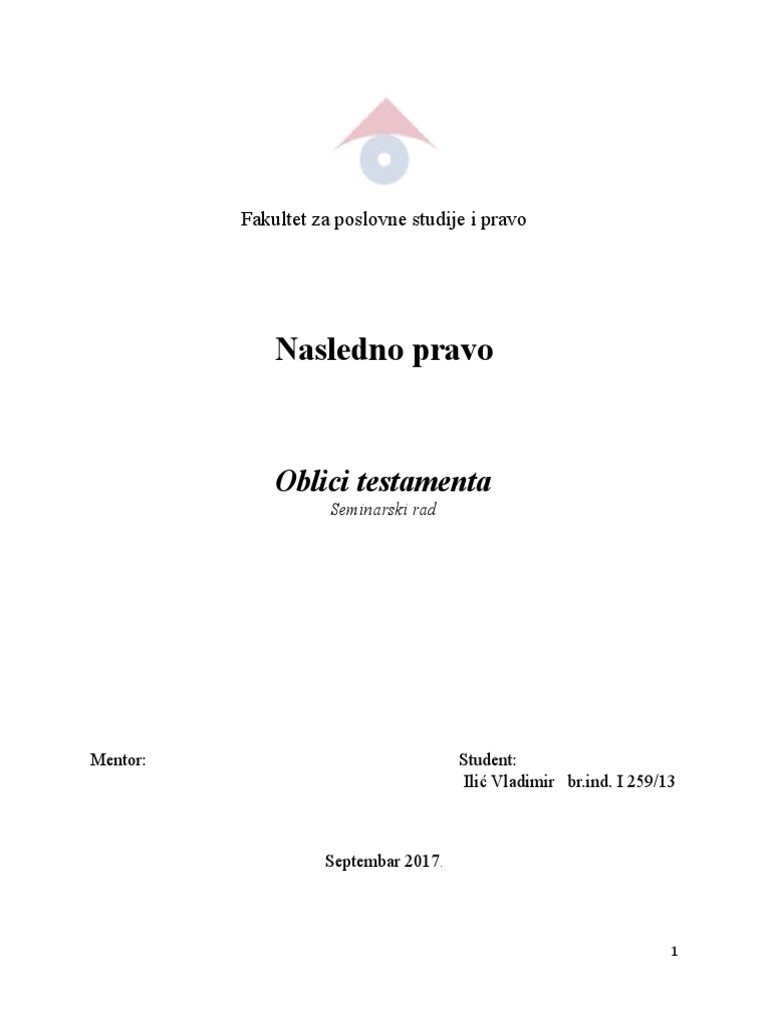 Oblici Testamenta | PDF