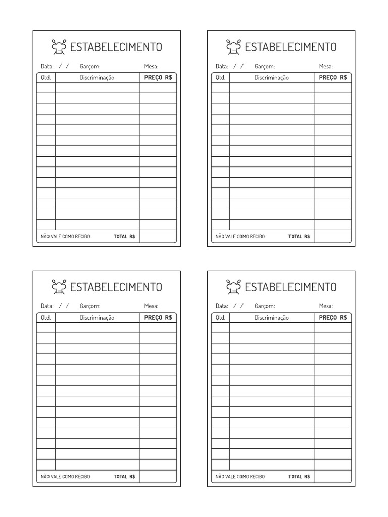 Modelo Comanda Papel Baixar PDF | PDF
