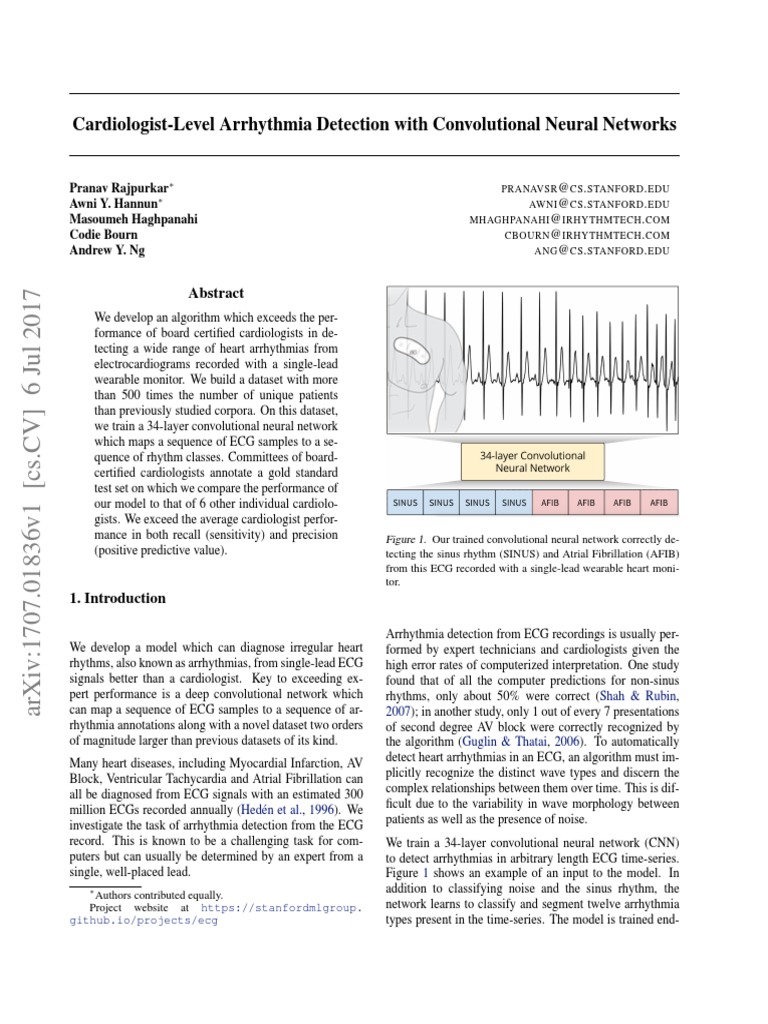 Cardiologist-Level Arrhythmia Detection With Convolutional Neural ...
