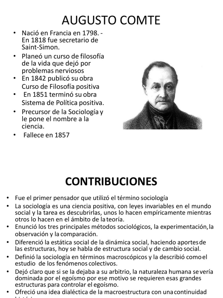 Augusto Comte | PDF | Sociología | Science