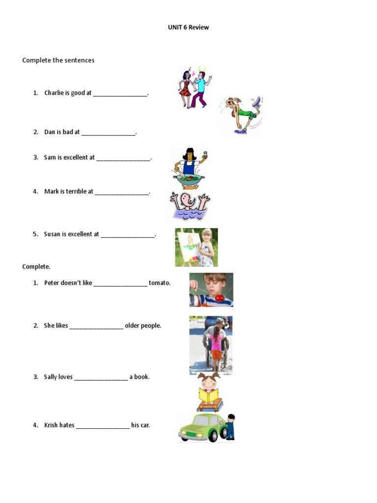 Complete The Sentences: UNIT 6 Review | PDF
