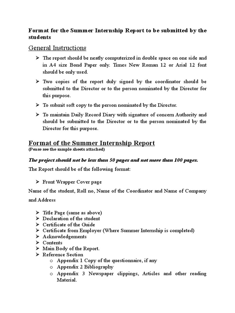 Format For Summer Project | PDF | Career & Growth
