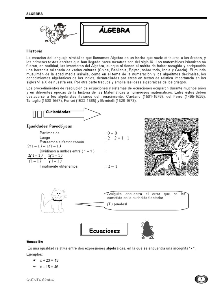 Algebra Primaría 5to Grado | Descargar gratis PDF | Intervalo ...