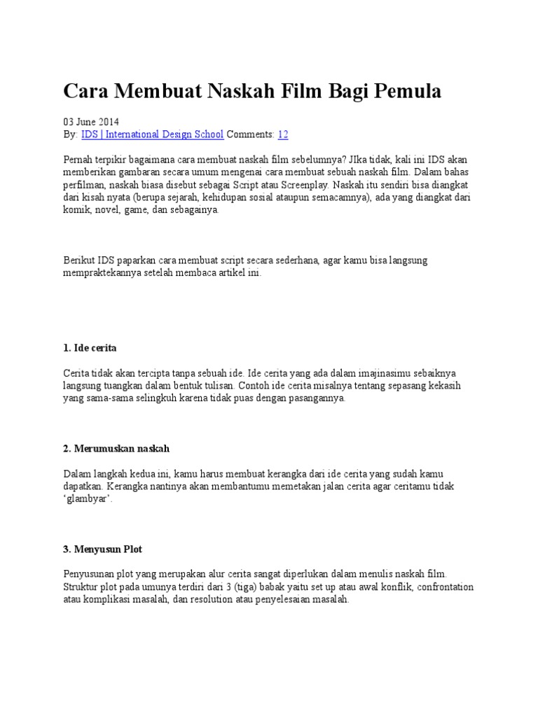 Cara Membuat Naskah Film Bagi Pemula