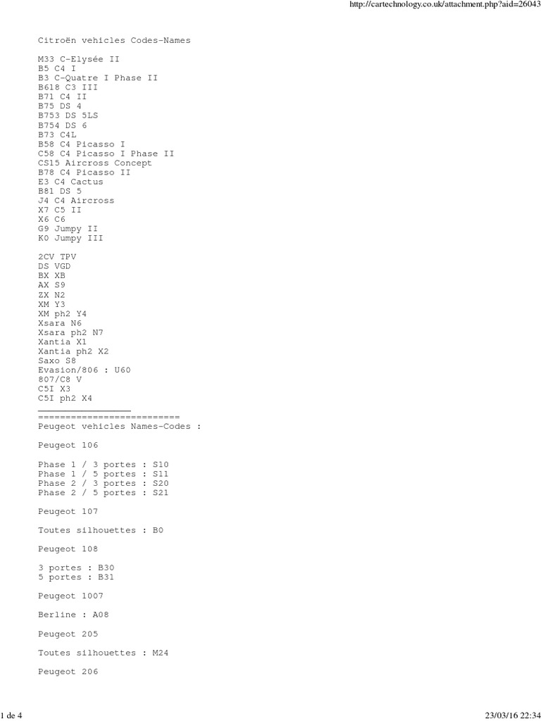 Tabela Psa Citroen e Peugeot | PDF | Véhicules terrestres | Véhicules à ...