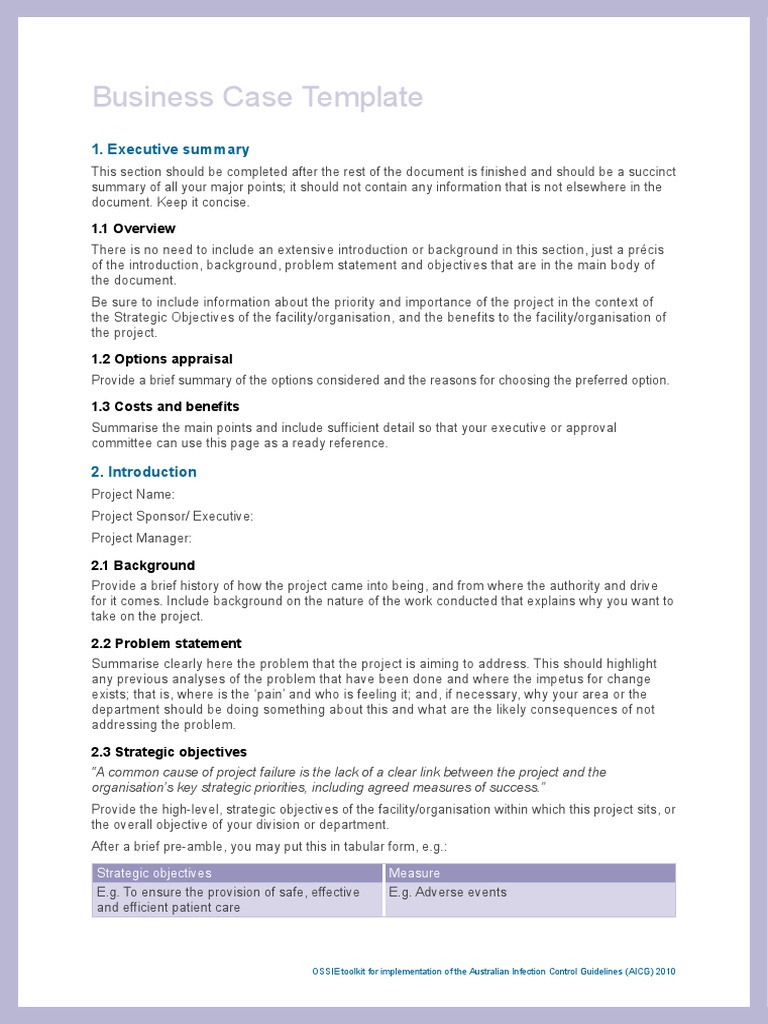 Business Case Template: 1. Executive Summary | PDF | Project Management ...