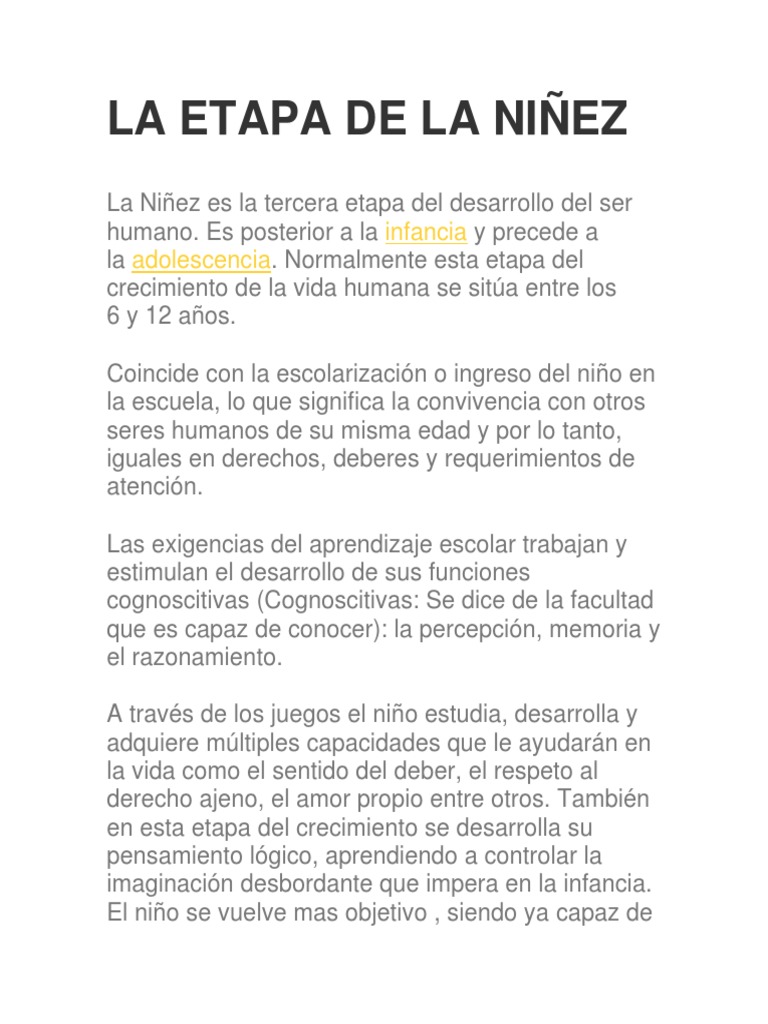 La Etapa de La Niñez | PDF | Infancia | Memoria