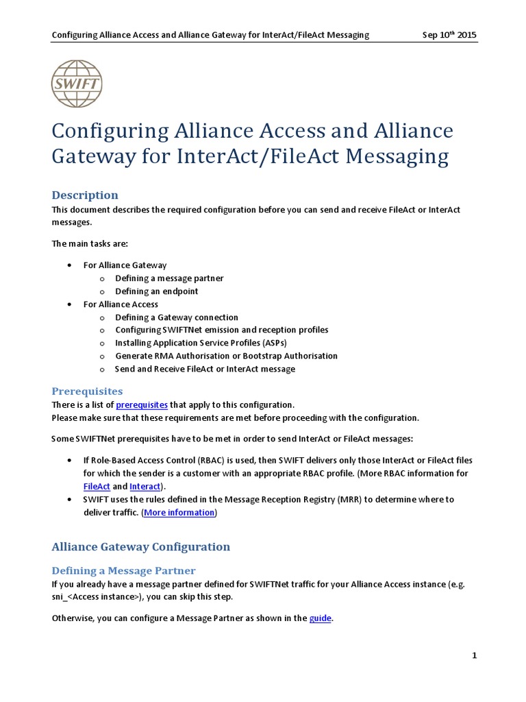 Configuring Allianceaccess and Alliancegateway For Fileact Messaging v6 ...