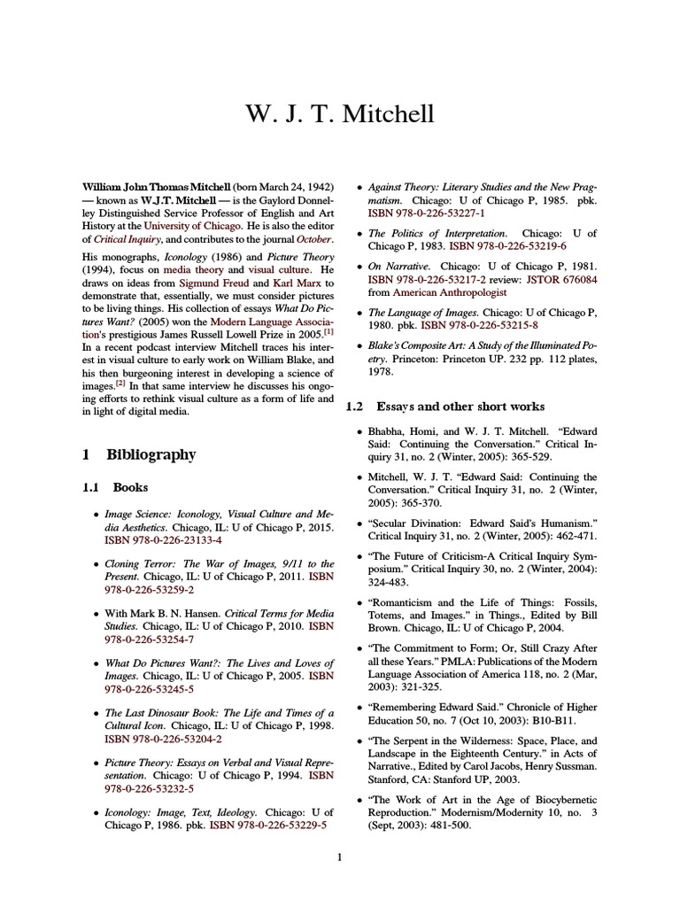 W. J. T. Mitchell | PDF | Science | Philosophical Science