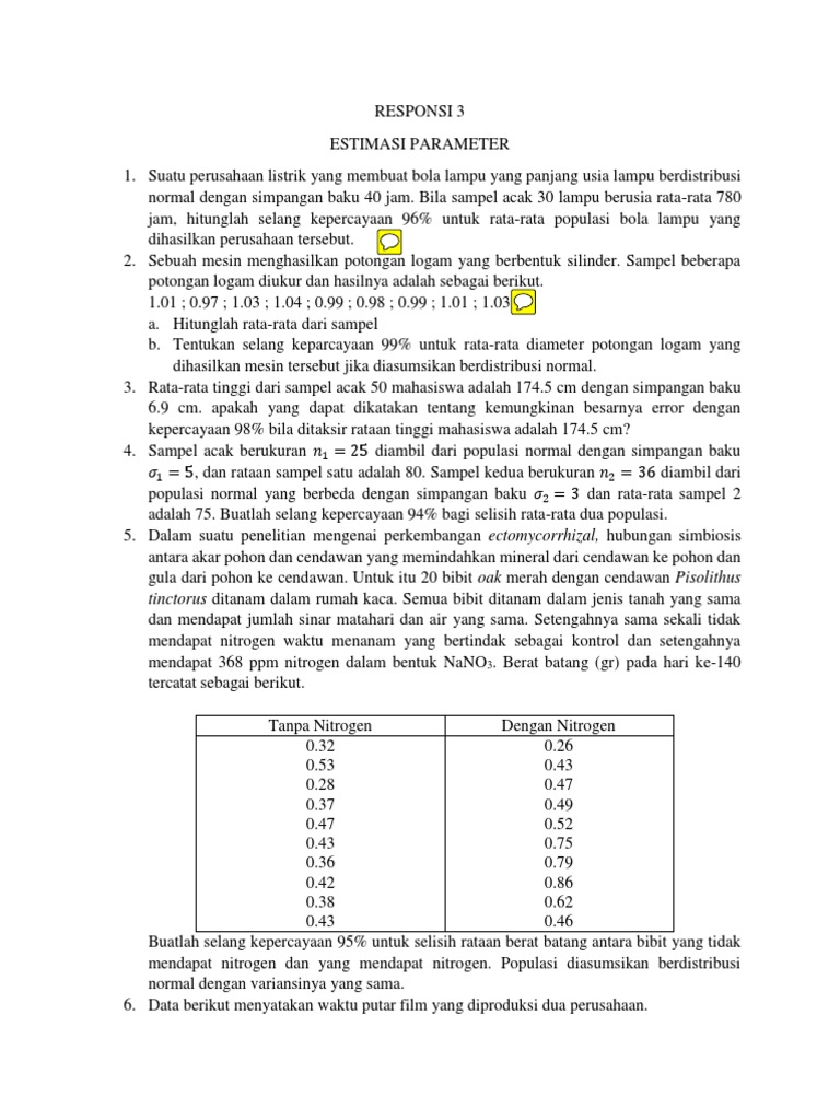 Soal Estimasi Parameter Pdf