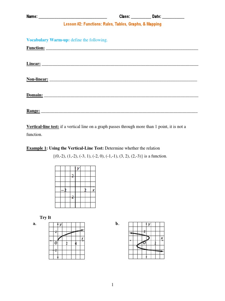 U4 - Functions Rules Tables Graphs Mapping1 | PDF | Combinatorics ...