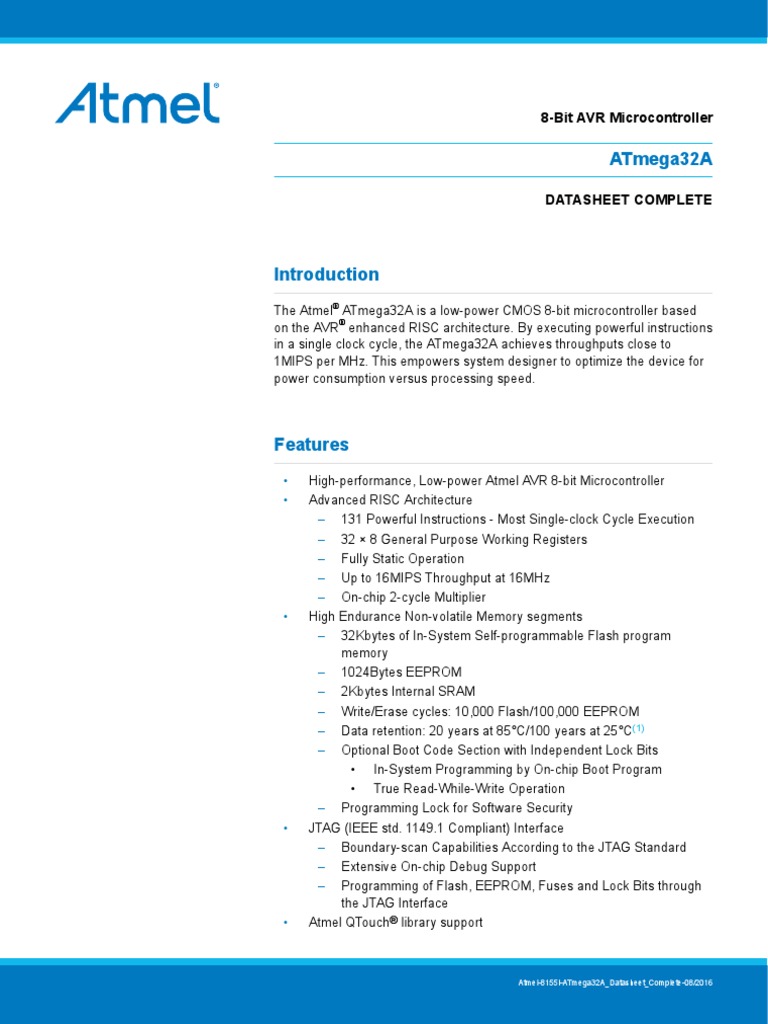 Atmel 8155 8 Bit Microcontroller AVR ATmega32A - Datasheet PDF | PDF | Microcontroller | Flash ...