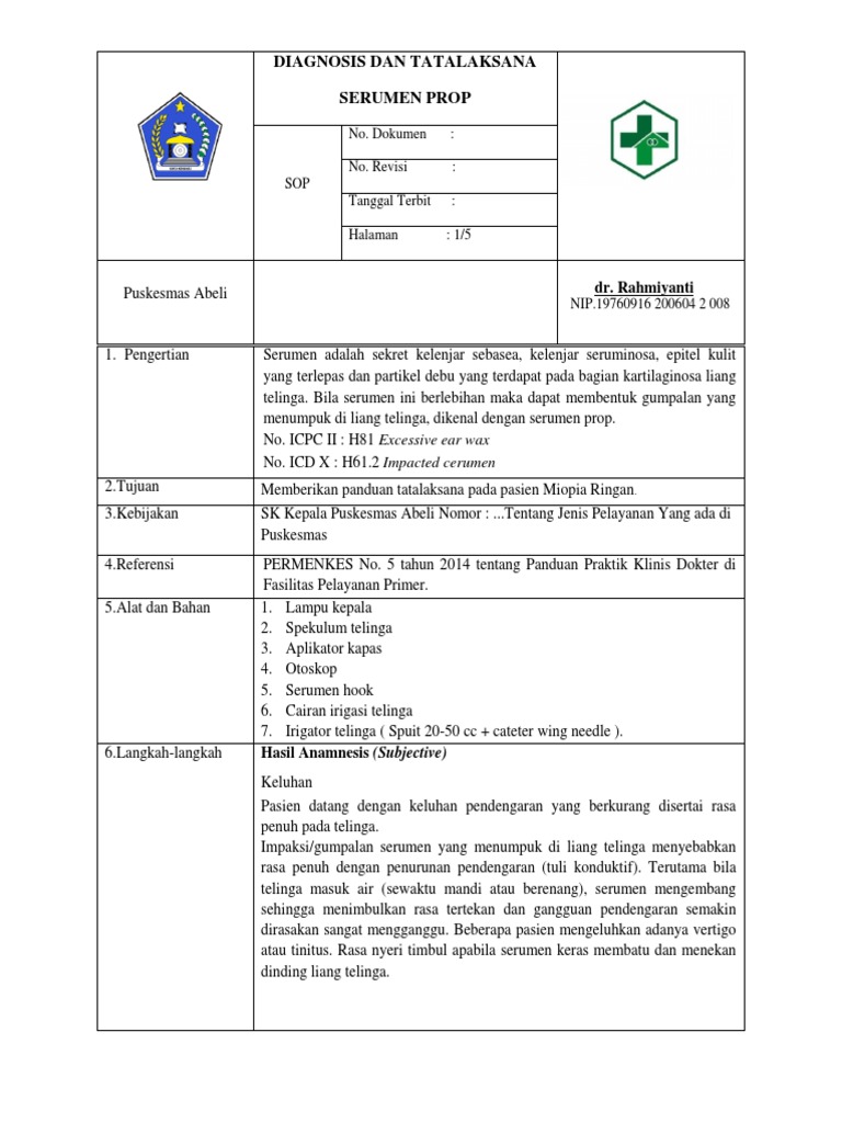 Sop Serumen Prop | PDF