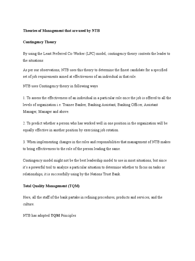 Contemporary Theories of Management | PDF | Strategic Planning | Leadership