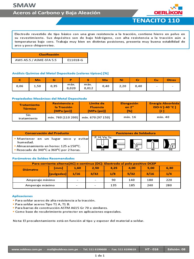 Electrodo Tenacito 110: Características y Usos | PDF | Revestimiento ...