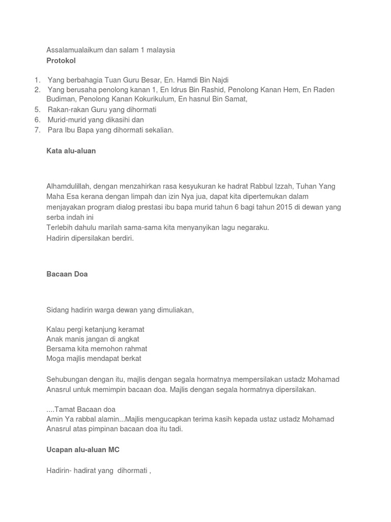 Skrip MC Dialog Prestasi | PDF