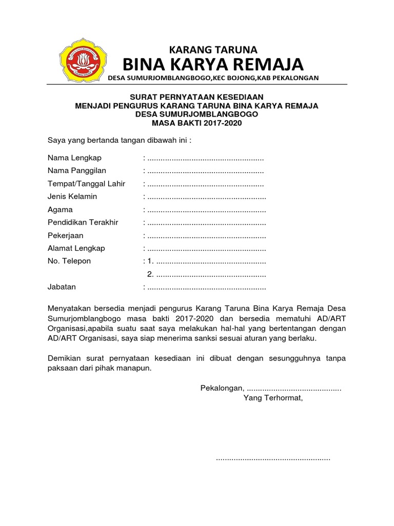 Surat Pernyataan | PDF | Olahraga & Rekreasi