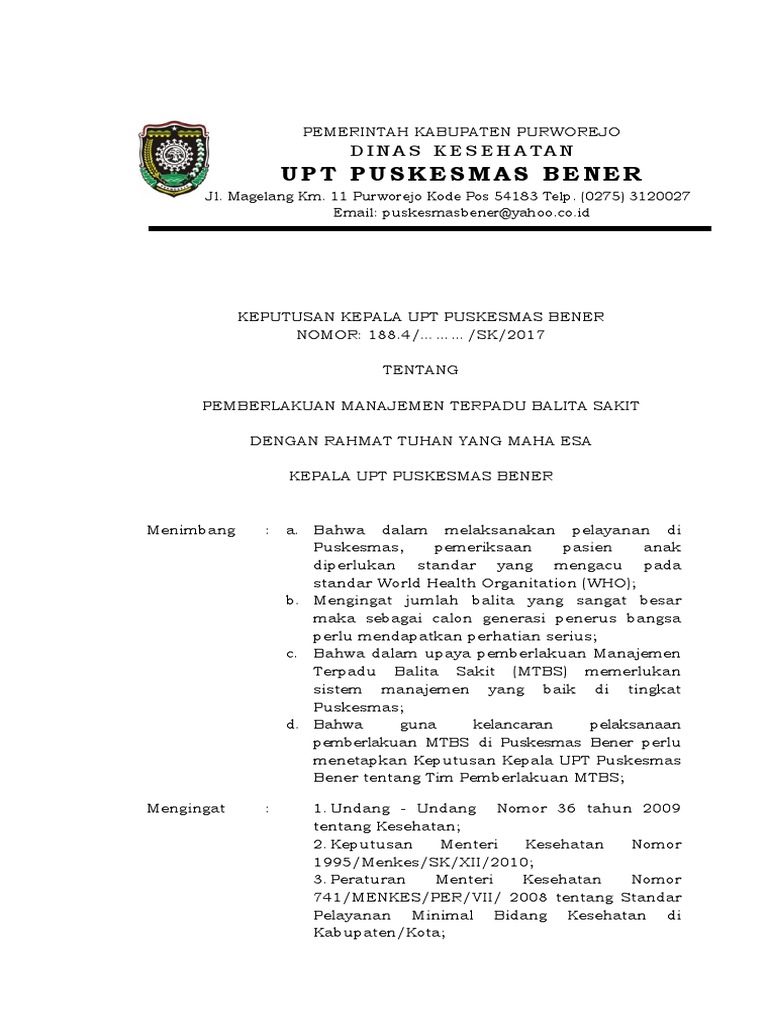 SK Pemberlakuan Mtbs | PDF