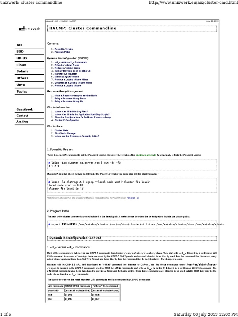 HACMP Commandline | PDF | File System | Command Line Interface
