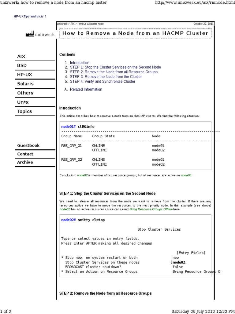 How To Remove A Node From An HACMP Cluster | Download Free PDF ...