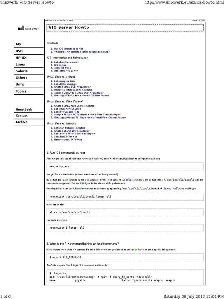 VIO Server Management Guide | PDF | Superuser | Command Line Interface