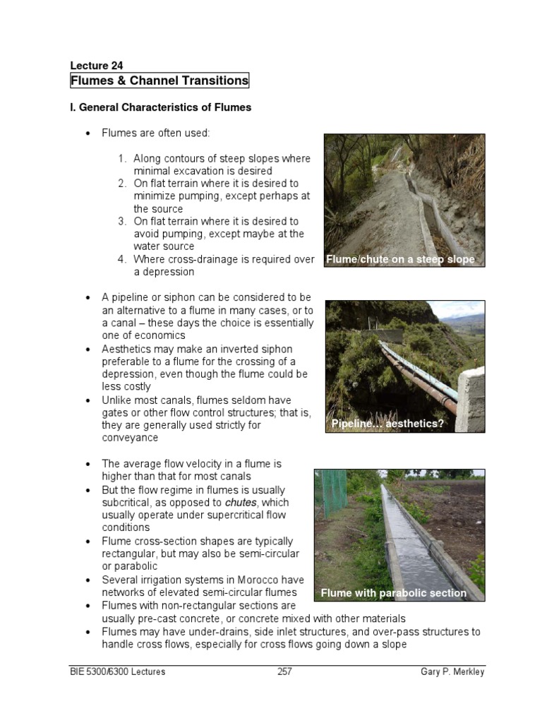 Flumes & Channel Transitions: Flume/chute On A Steep Slope | PDF ...