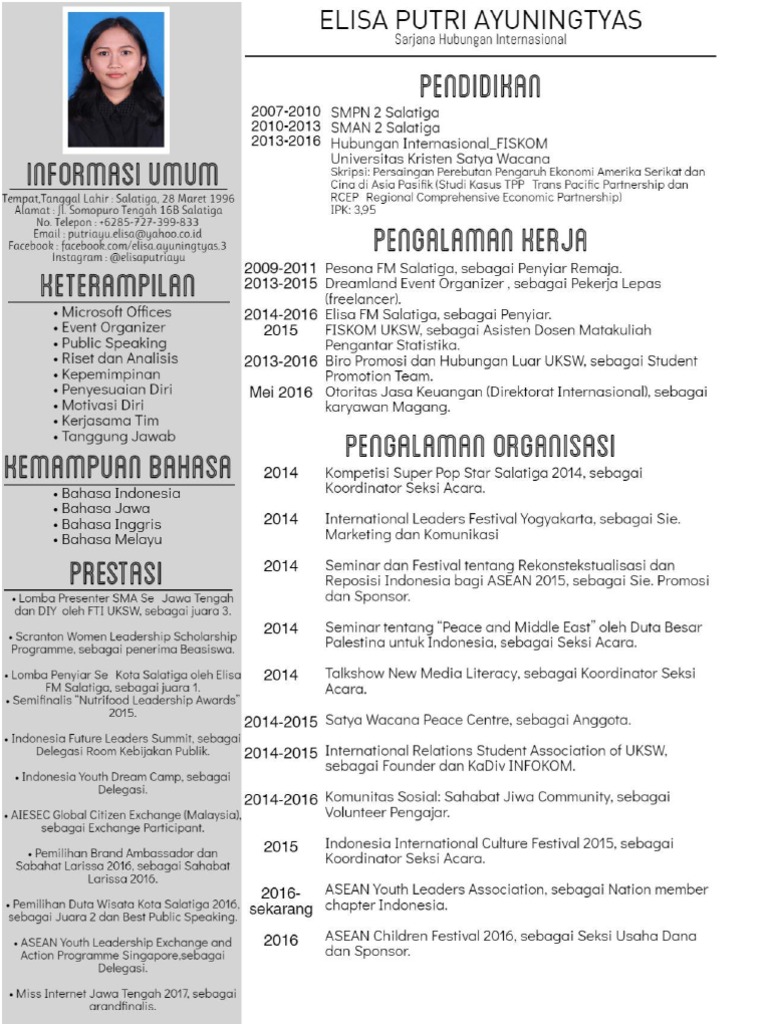 CV Elisa Putri Ayuningtyas | PDF