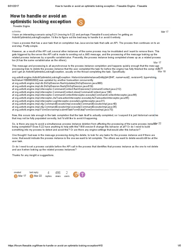 Optimistic Locking in Flowable | PDF | Java (Programming Language) | Thread (Computing)