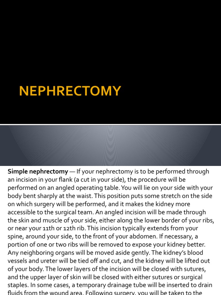 Nephrectomy Power Pt. Presentation | PDF | Surgery | Kidney