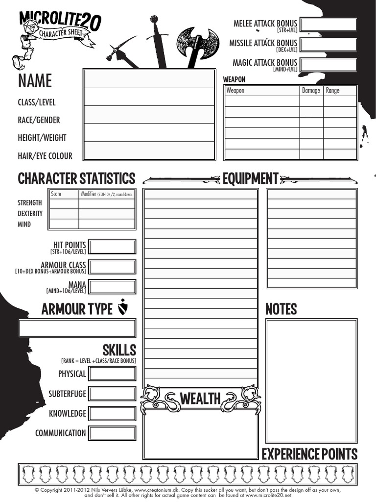 Microlite 20 Character Sheet