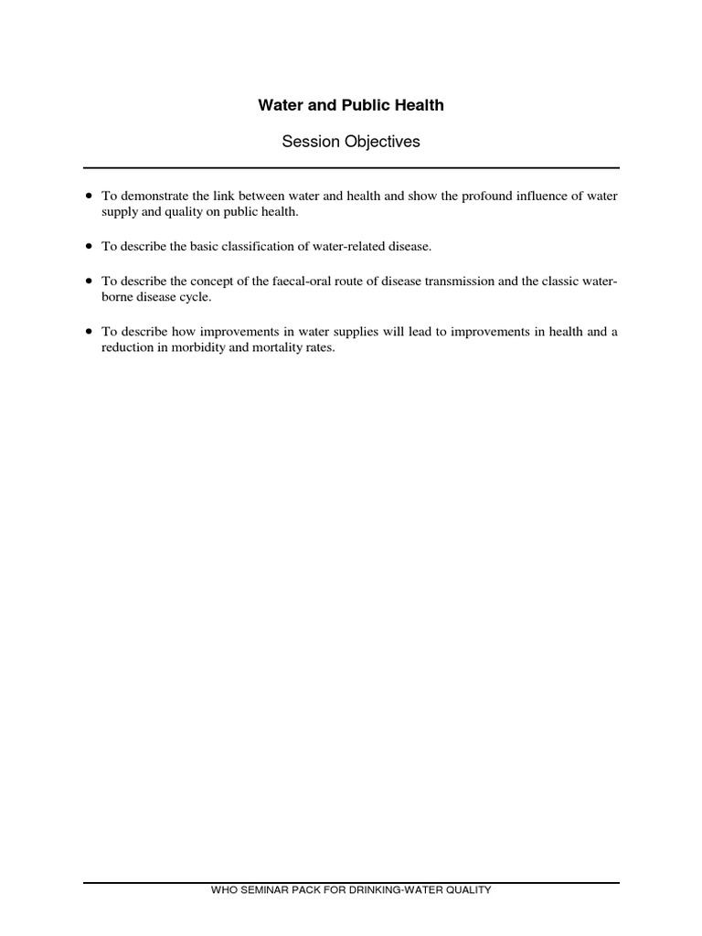 Water and Public Health: Session Objectives | PDF | Arsenic ...