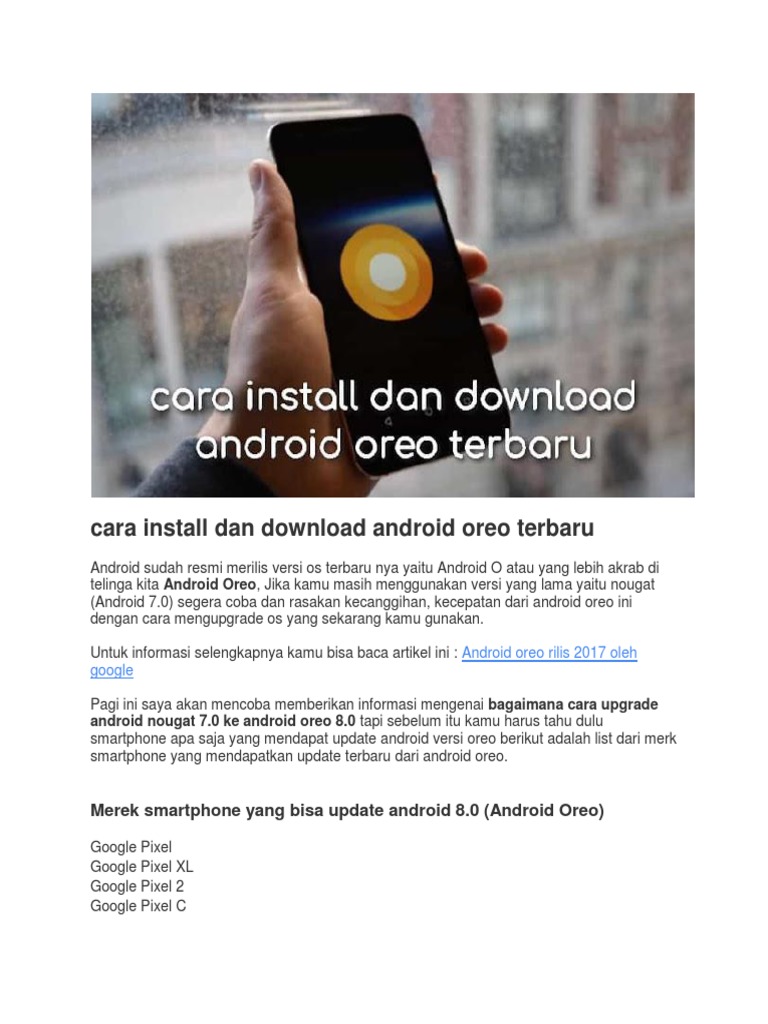 Cara Install Dan Download Android Oreo Terbaru | PDF | Game & Aktivitas | Komputer