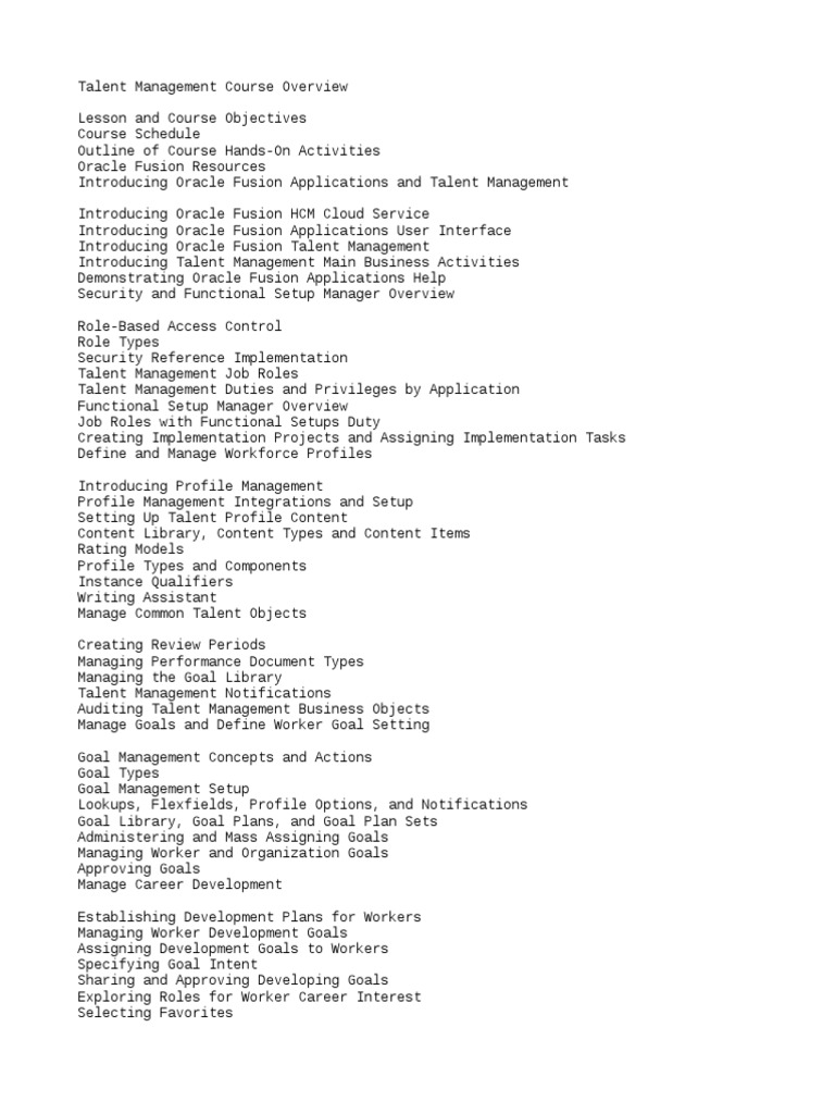 Oracle Fusion Talent Management Overview | PDF | Talent Management ...