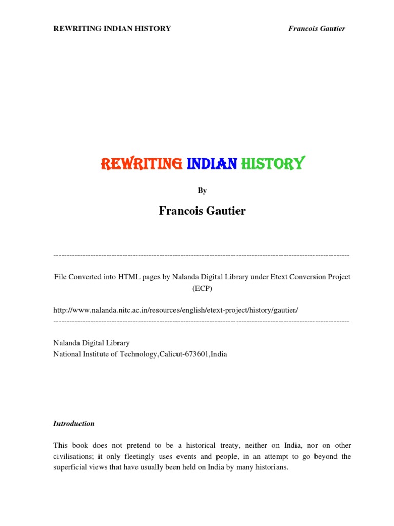 Rewriting Indian History Farncois Gautier | PDF | Vedas | Civilization