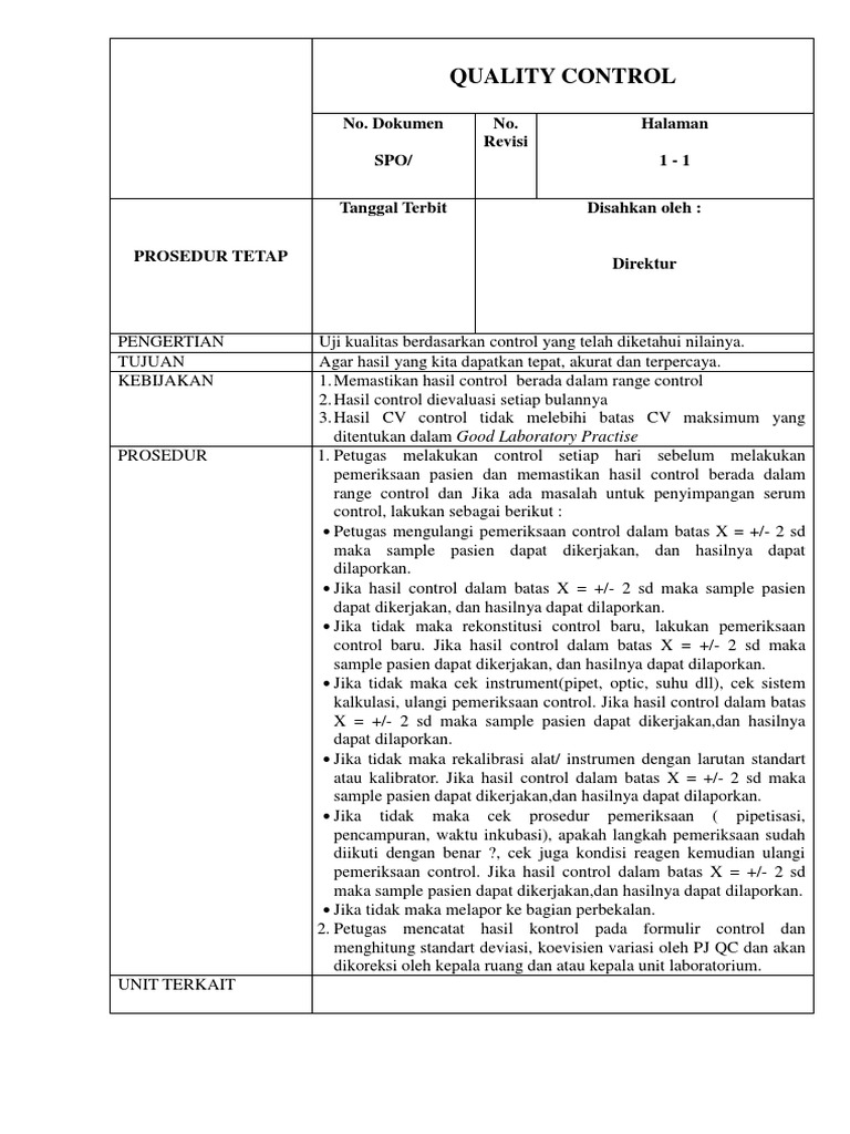 Spo Quality Control | PDF | Sains & Matematika | Teknologi & Rekayasa
