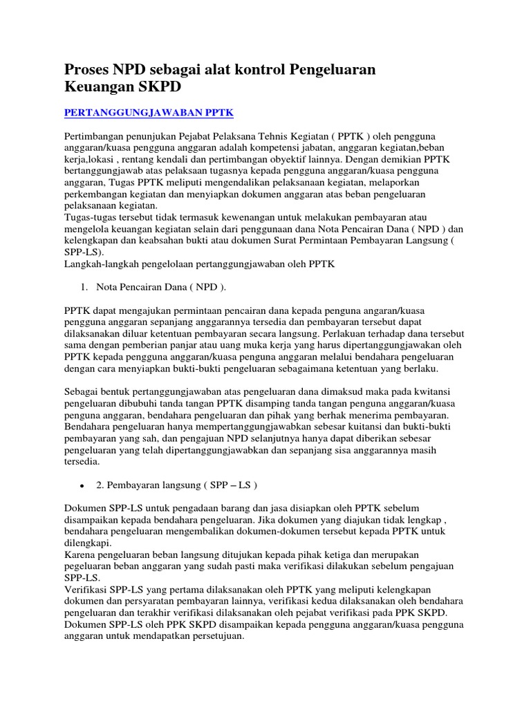 Proses NPD Sebagai Alat Kontrol Pengeluaran Keuangan | PDF
