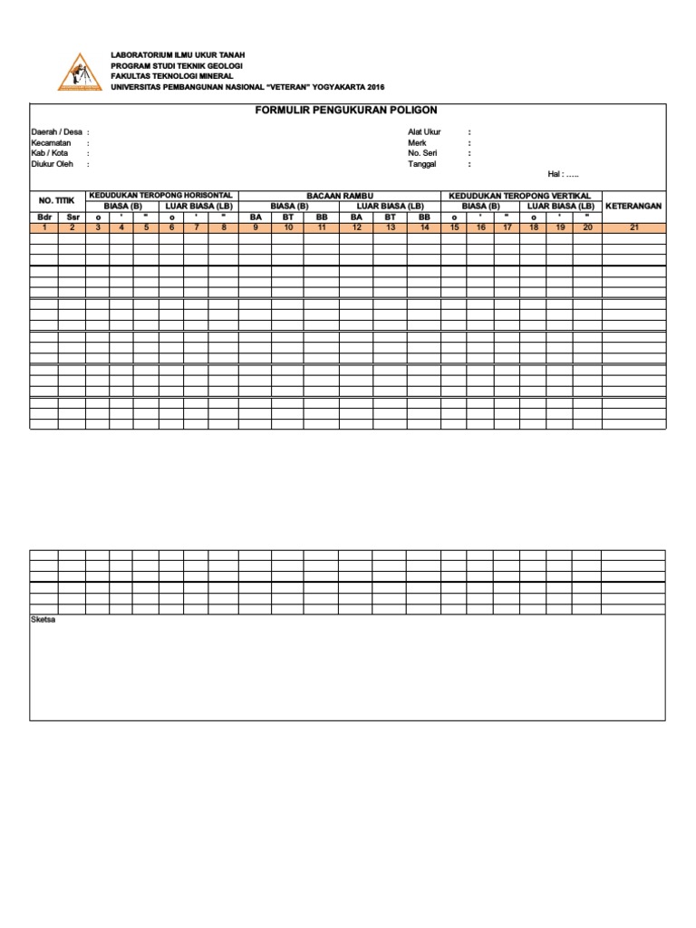 Form 1 Pengukuran Poligon PDF | PDF