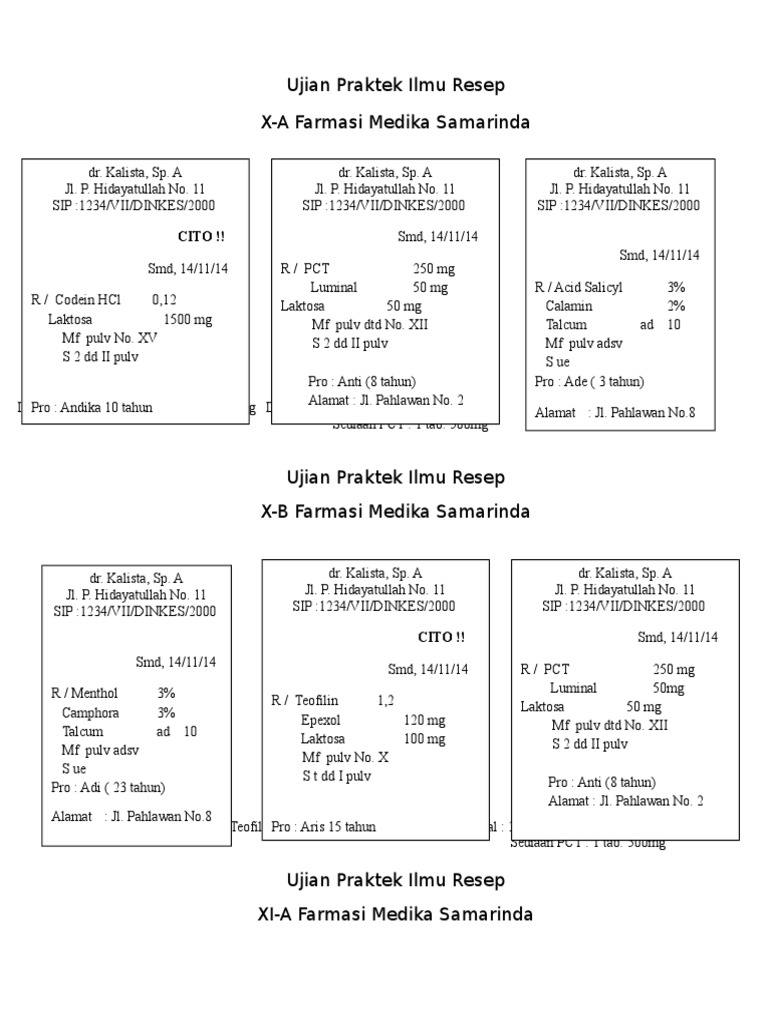 Ujian Resep Praktek | PDF