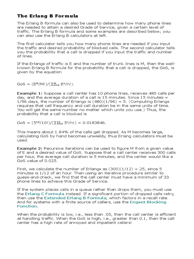 The Erlang B Formula | PDF