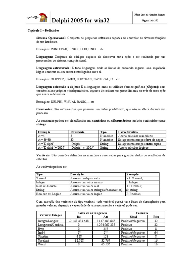 Delphi 2005 - Básico | PDF | Semáforo | Linguagem de programação