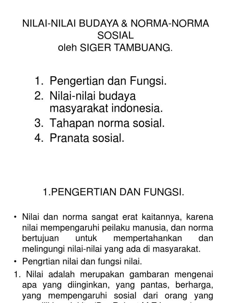 Nilai-Nilai & Norma-Norma Sosial Budaya | PDF | Karier & Perkembangan ...