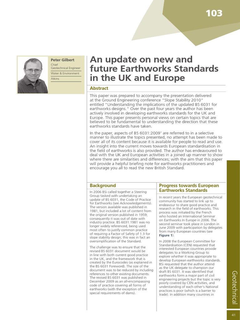Update on BS 6031:2009 Earthworks Standards | PDF | Geotechnical ...