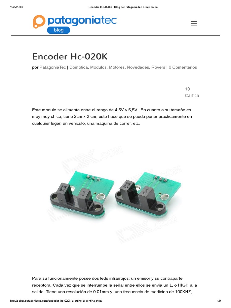 Encoder HC-020K: Guía y Conexión Arduino | PDF | Microcontrolador ...